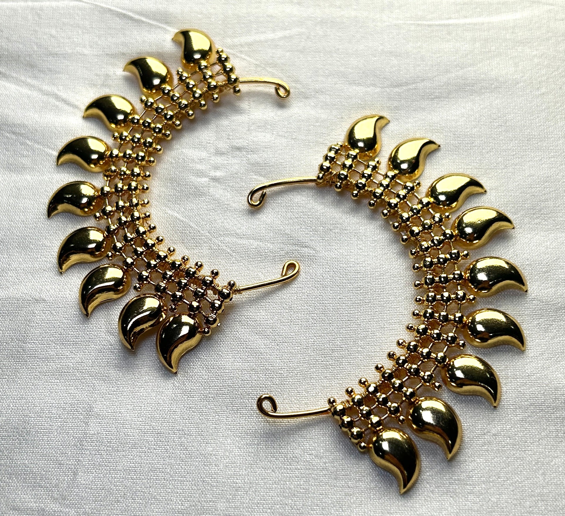 Polished Gold Finish Traditional Ear Cuffs – Leaf Motif Design ...