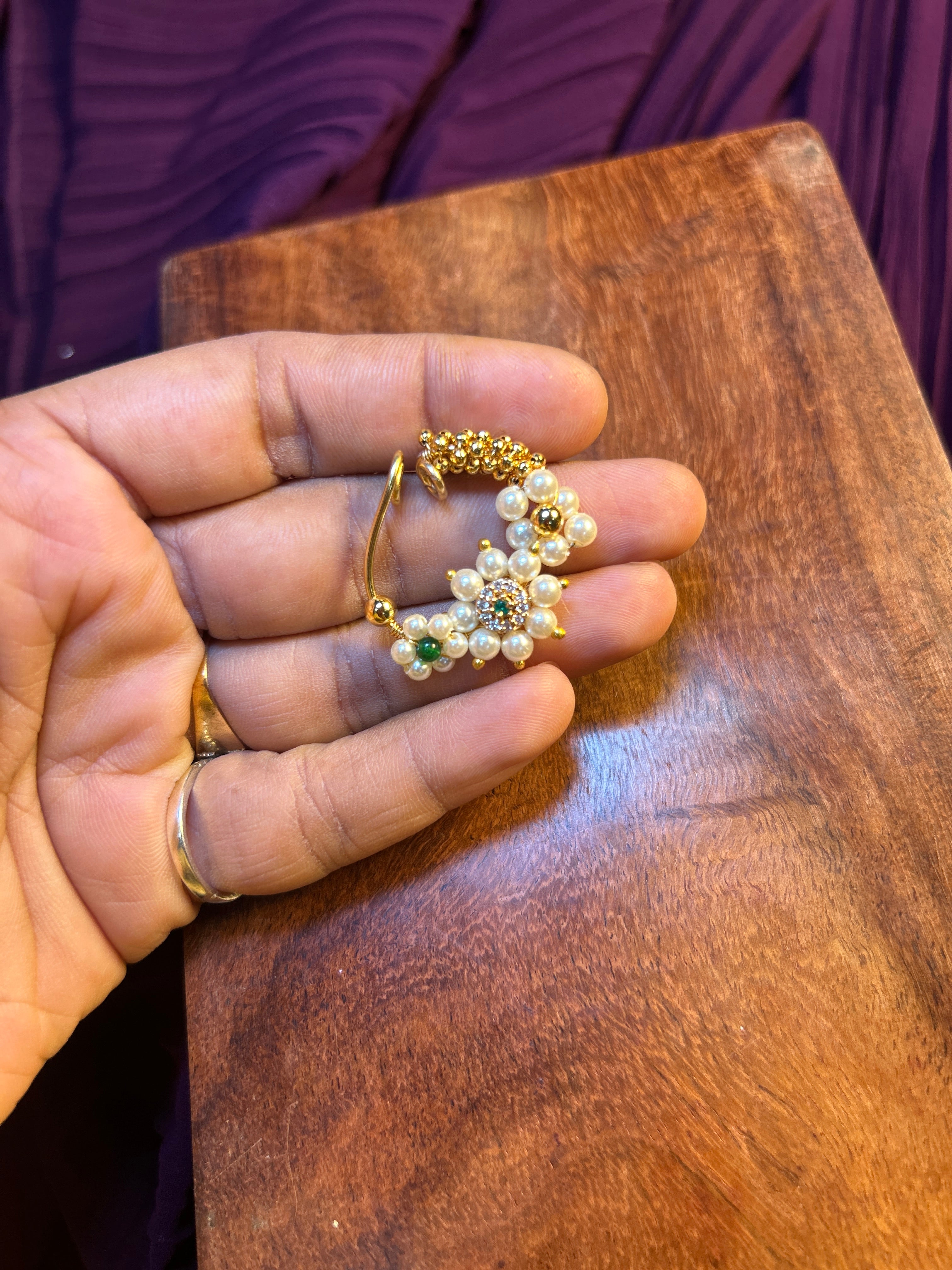 Traditional Pearl Floral Nath – Maharashtrian Style – Chandrakalm