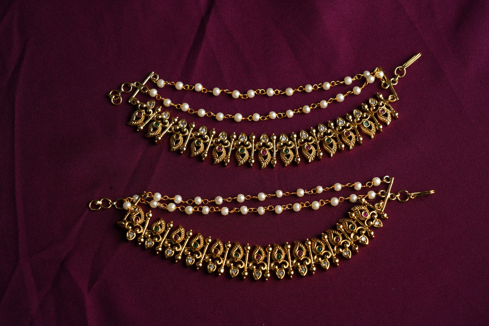 Traditional Pearl Ear Chain (Kaan Chain) Set – Chandrakalm