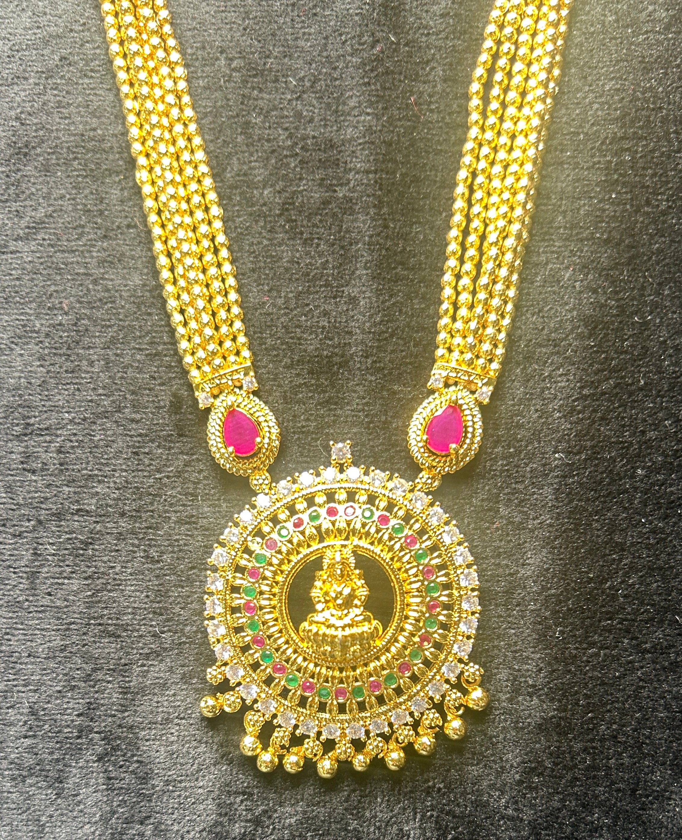 Lakshmi Temple Haar with Multistrand Gold Beads – Chandrakalm